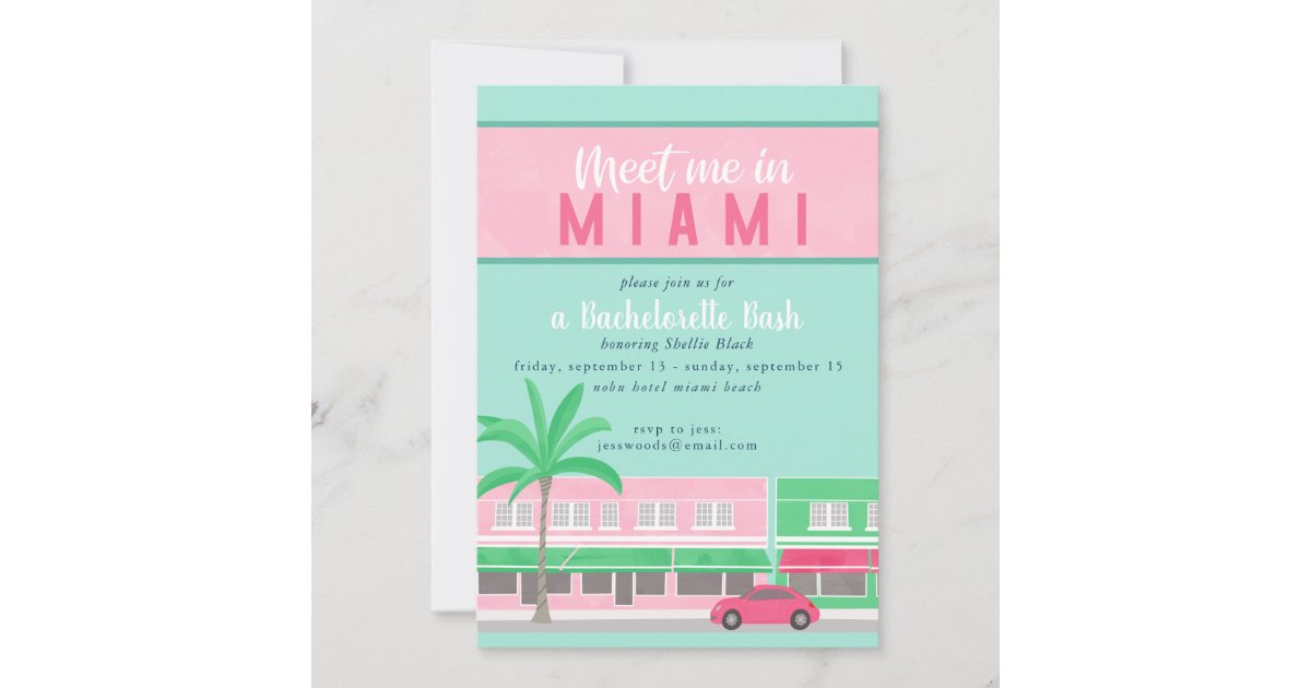 Meet Me in Miami Bachelorette Invitation | Zazzle