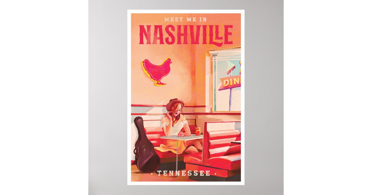 Meet Me In Nashville Vintage Travel Poster | Zazzle