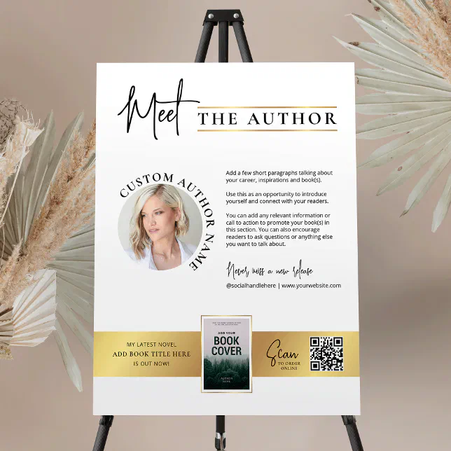 Meet The Author Photo Book Signing Faux Gold Sign | Zazzle