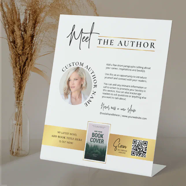 Meet The Author Photo Book Signing Faux Gold Sign | Zazzle