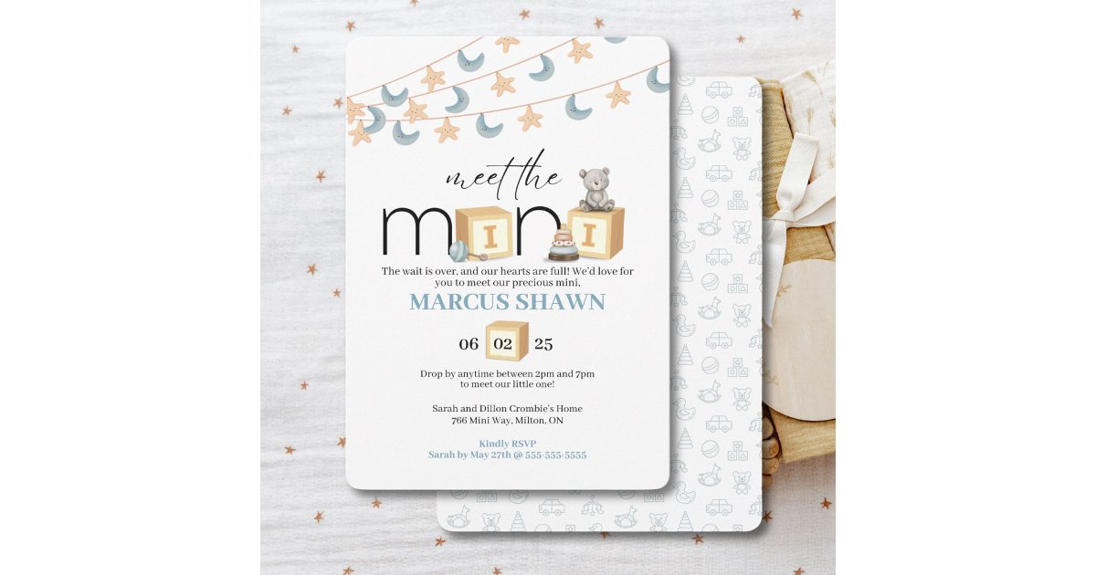 Meet The Mini Baby Welcome Invitation | Zazzle