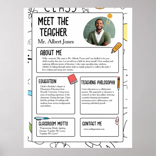 Meet The Teacher Modern Back to School Flyer Poster | Zazzle