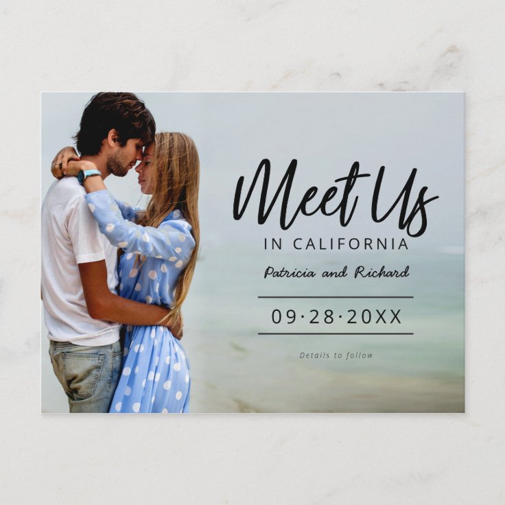 Meet Us In Destination Wedding Save The Date Photo Postcard | Zazzle