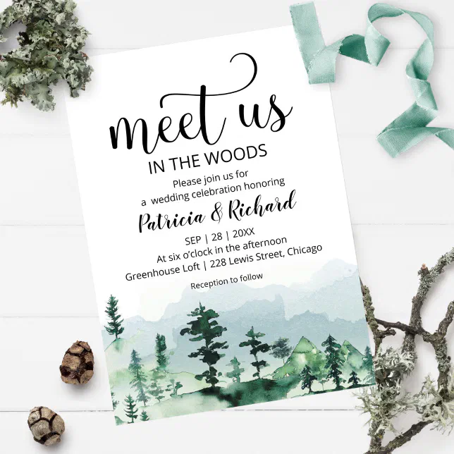 Meet Us In The Woods Outdoor Wedding Invitation | Zazzle