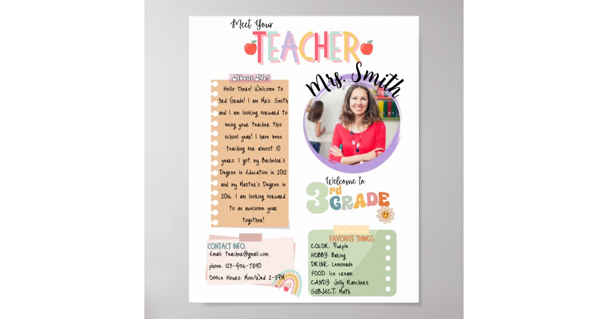Meet Your Teacher Poster | Zazzle