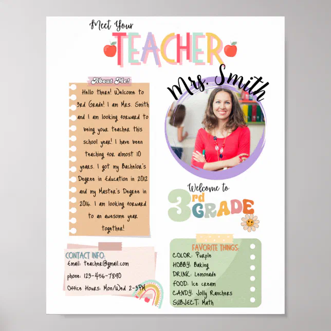 Meet Your Teacher Poster | Zazzle