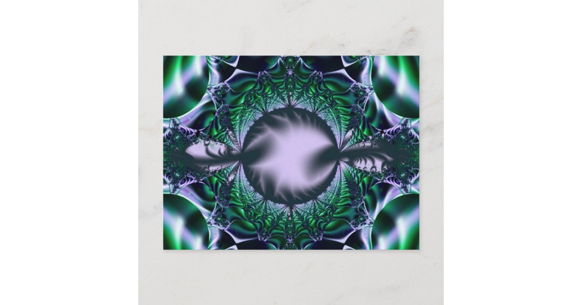 Meg | Green and Blue Fractal Art Postcard | Zazzle