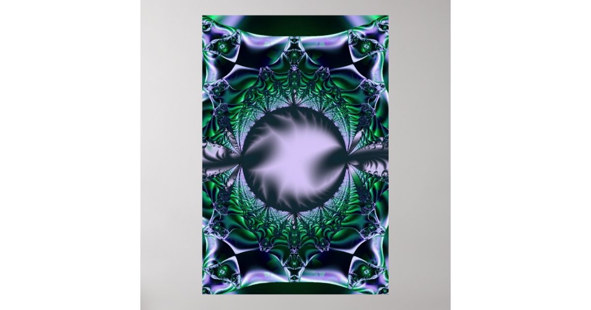 Meg | Green and Blue Fractal Art Poster | Zazzle