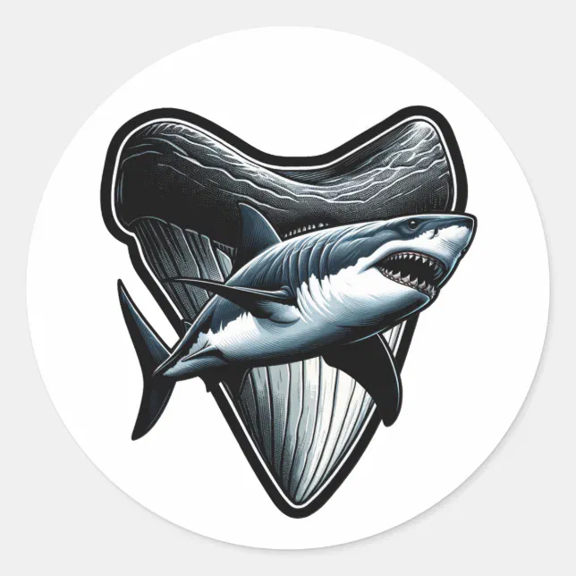 Megalodon Tooth Classic Round Sticker | Zazzle