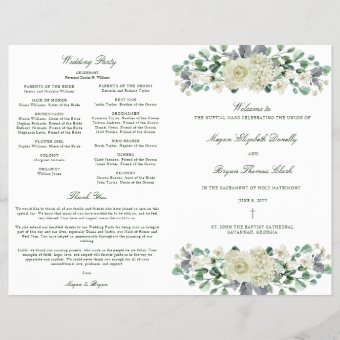 Megan Catholic Wedding Mass Ceremony Program | Zazzle