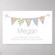 Megan girls name and meaning bunting poster | Zazzle