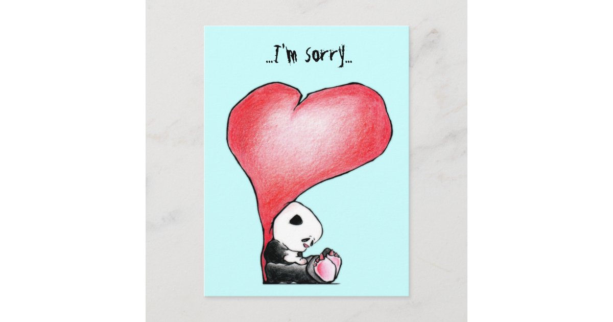 Megg: A cute panda - heart, I'm sorry, postcard | Zazzle