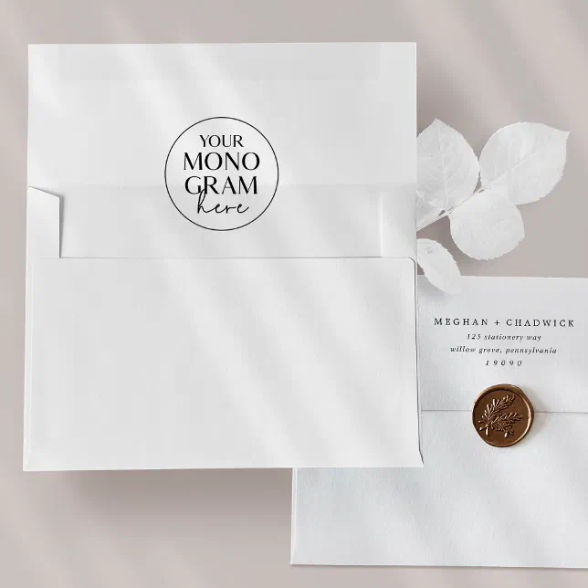 MEGHAN Black Monogram Wedding Invitation Envelopes | Zazzle