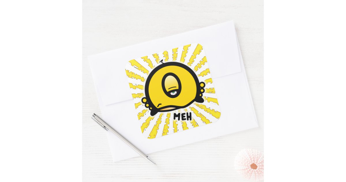 Meh (& the cool round thing with one eye) v3 square sticker | Zazzle