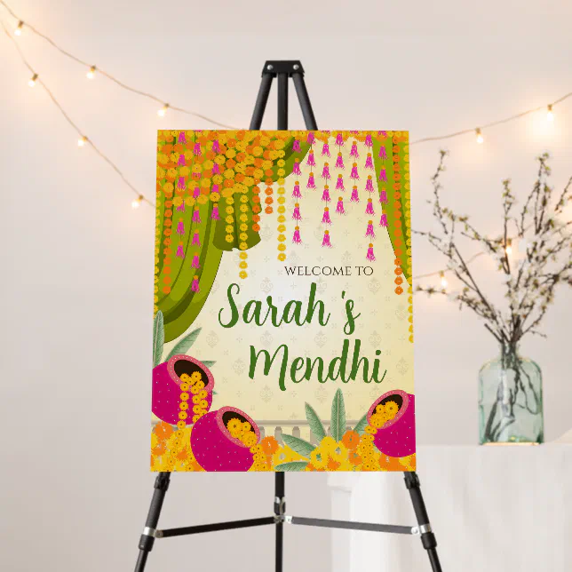 Mehndi decor Mehndi sign & Mehndi welcome signs | Zazzle