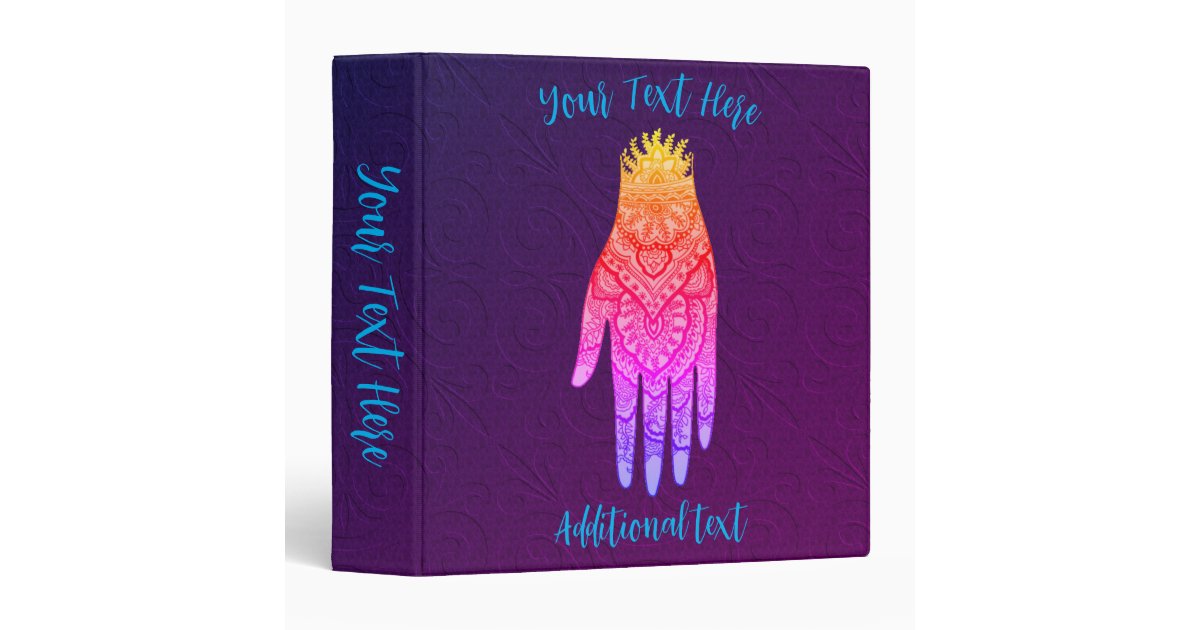 Mehndi Hand Tattoo Art Design Personalized 3 Ring Binder | Zazzle
