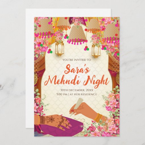 Mehndi invite & Digital Mehendi invitation | Zazzle