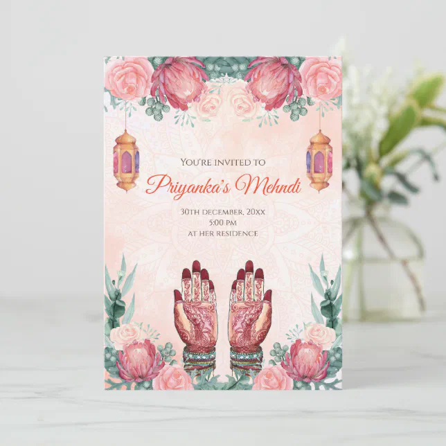 Mehndi invites & Henna Party invites Mehndi party | Zazzle