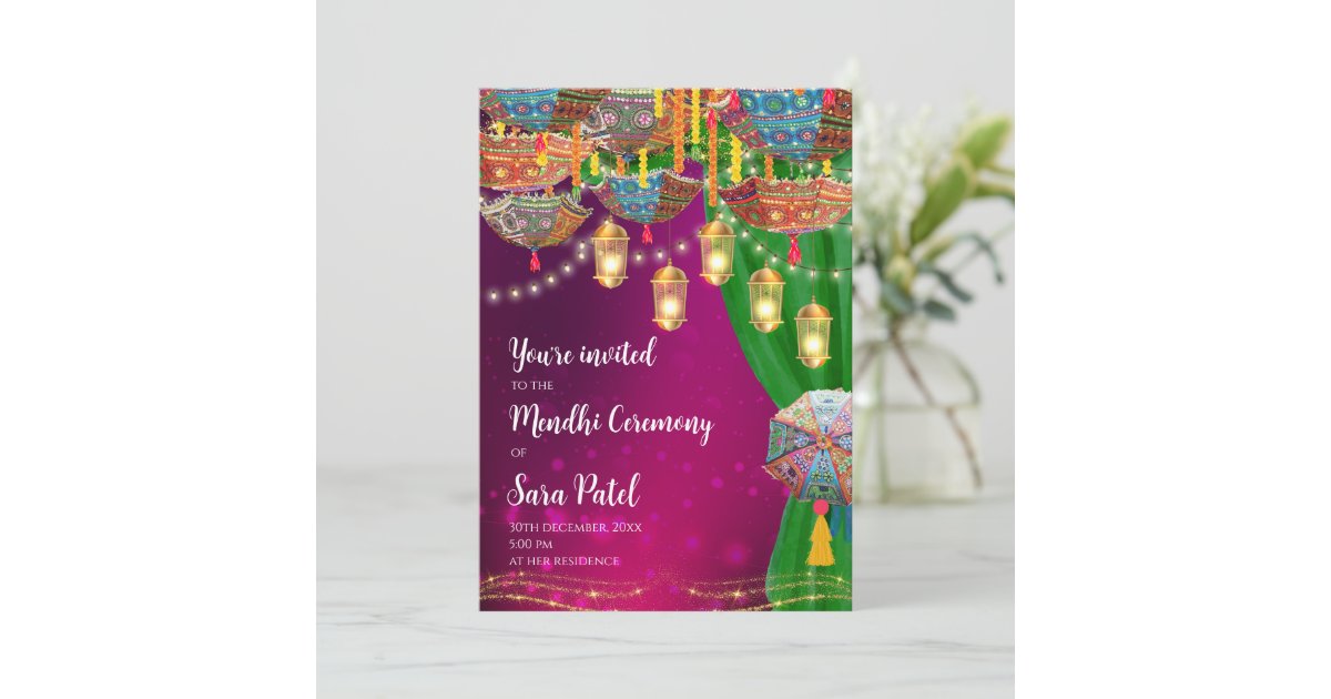 Mehndi Invites & Mehndi Night invite Henna party | Zazzle