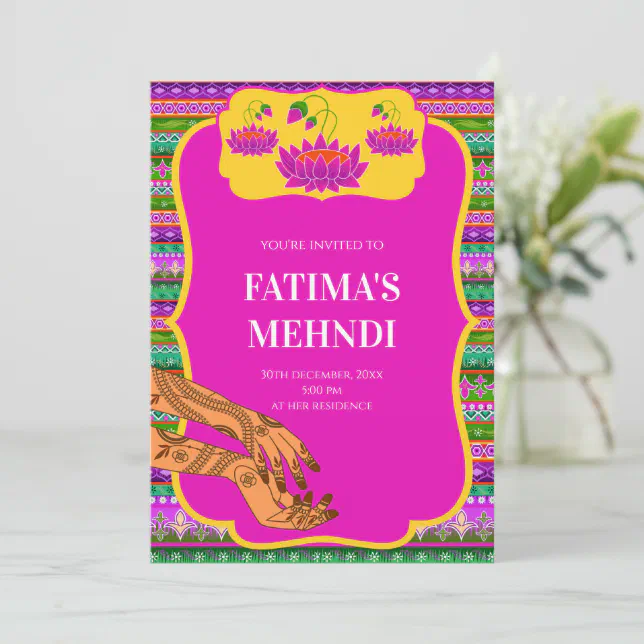 Mehndi party invitations & Henna party invites | Zazzle