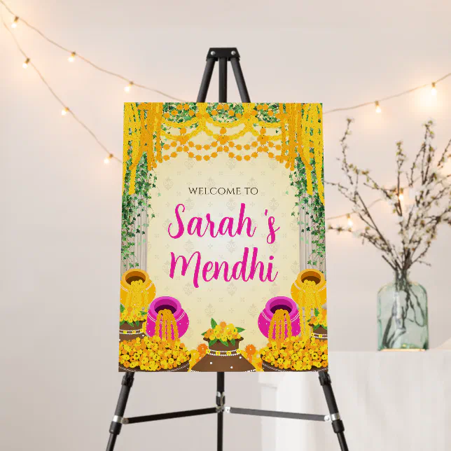 Mehndi posters & Mehendi Welcome Sign, Mehndi sign | Zazzle