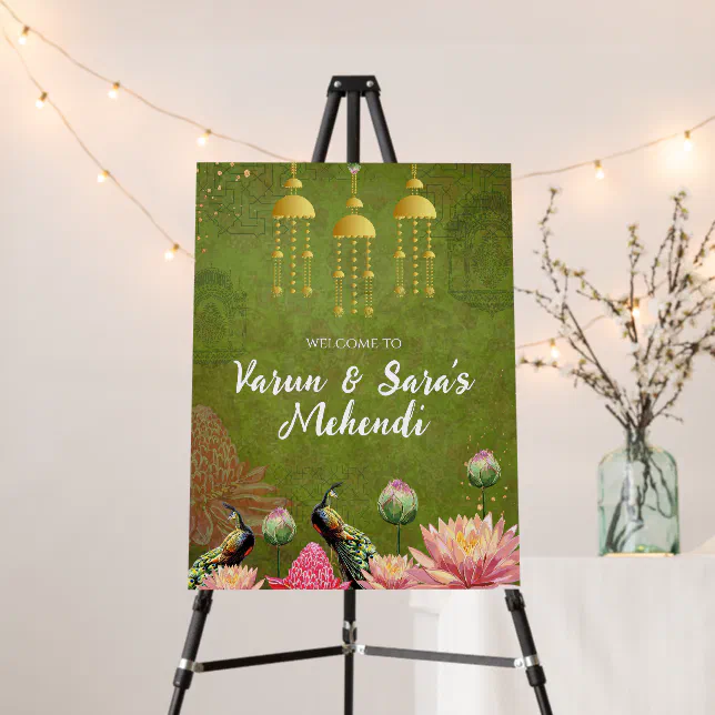 Mehndi posters Mehndi welcome signs Mehendi decor | Zazzle