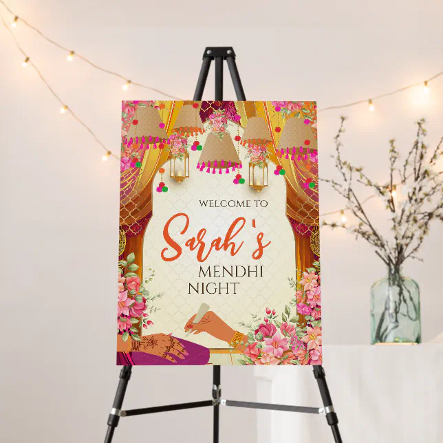 Mehndi sign as Mehendi signs, Mendhi welcome sign | Zazzle