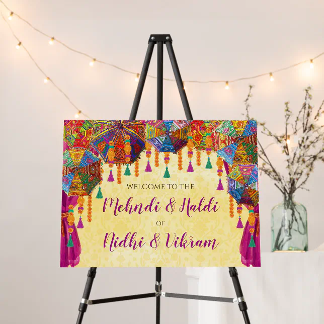 Mehndi Signs & Mehndi poster Mendhi welcome board | Zazzle