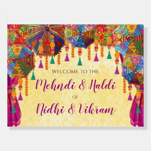 Mehndi Signs & Mehndi poster Mendhi welcome board | Zazzle