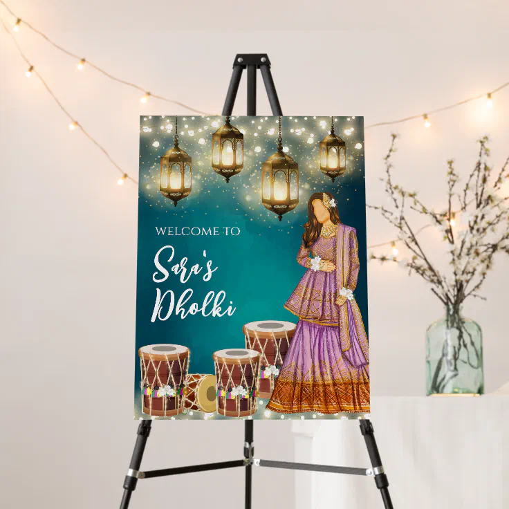Mehndi welcome board & Dholki welcome poster | Zazzle