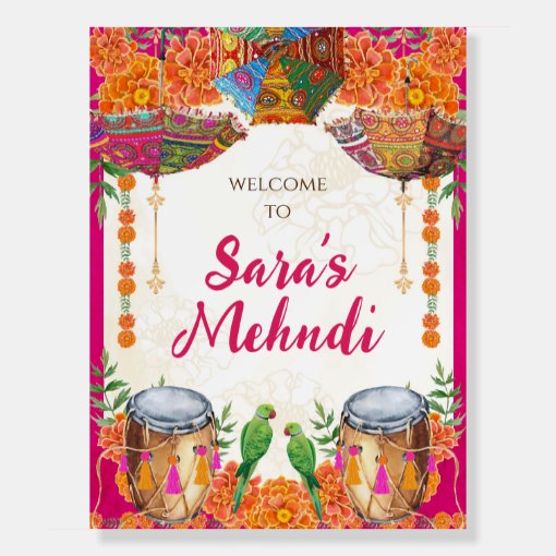 Mehndi welcome poster & Mehndi welcome board Henna | Zazzle