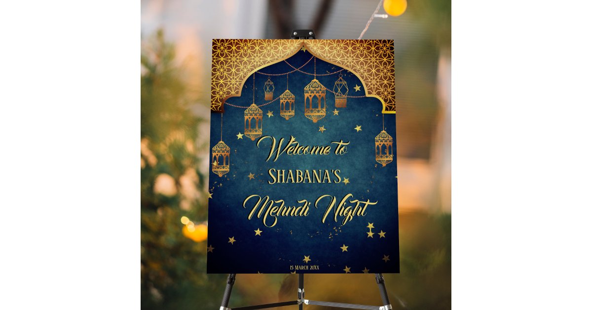 Mehndi welcome sign Arabian Moroccan lanterns | Zazzle