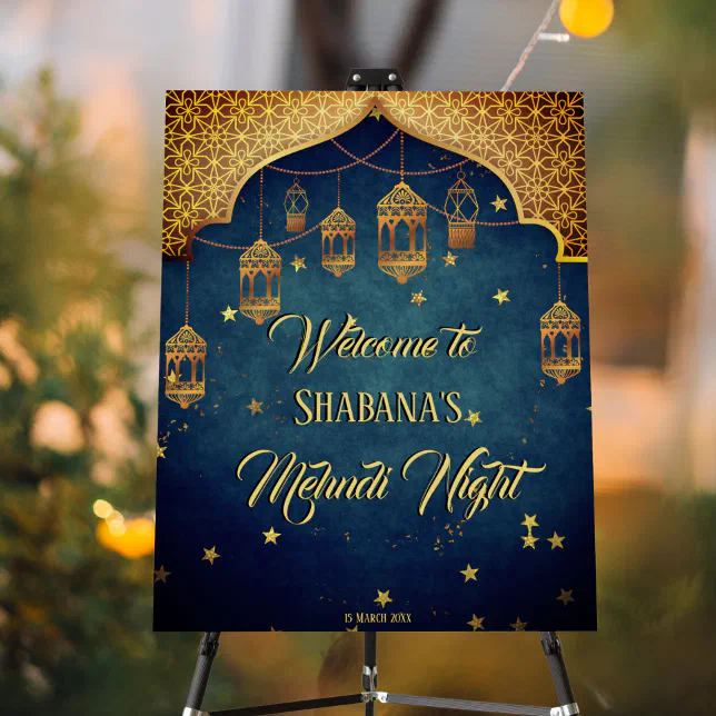 Mehndi welcome sign Arabian Moroccan lanterns | Zazzle