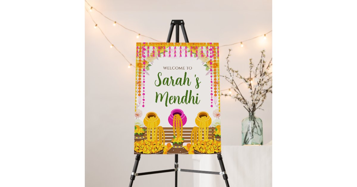 Mehndi welcome sign as Mehendi signs, Mehndi sign | Zazzle