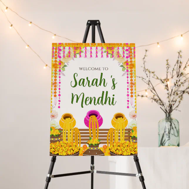 Mehndi welcome sign as Mehendi signs, Mehndi sign | Zazzle