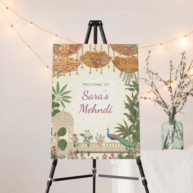 Mehndi Welcome Sign Mehendi Decor, Mehndi Sign | Zazzle
