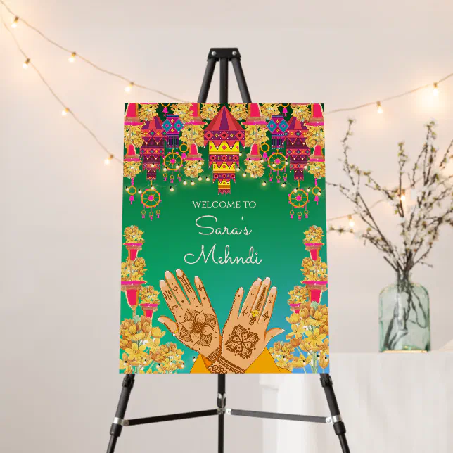 Mehndi Welcome signs & Mehndi welcome board Henna | Zazzle