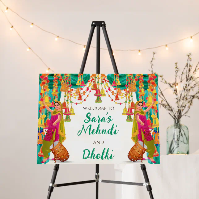 Mehndi Wellcome posters & Muslim Dholki signs | Zazzle