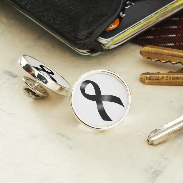 Melanoma | Skin Cancer - Black Ribbon Lapel Pin | Zazzle