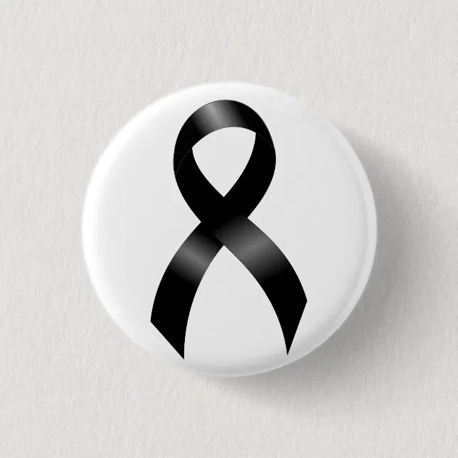 Melanoma | Skin Cancer - Black Ribbon Pinback Button | Zazzle