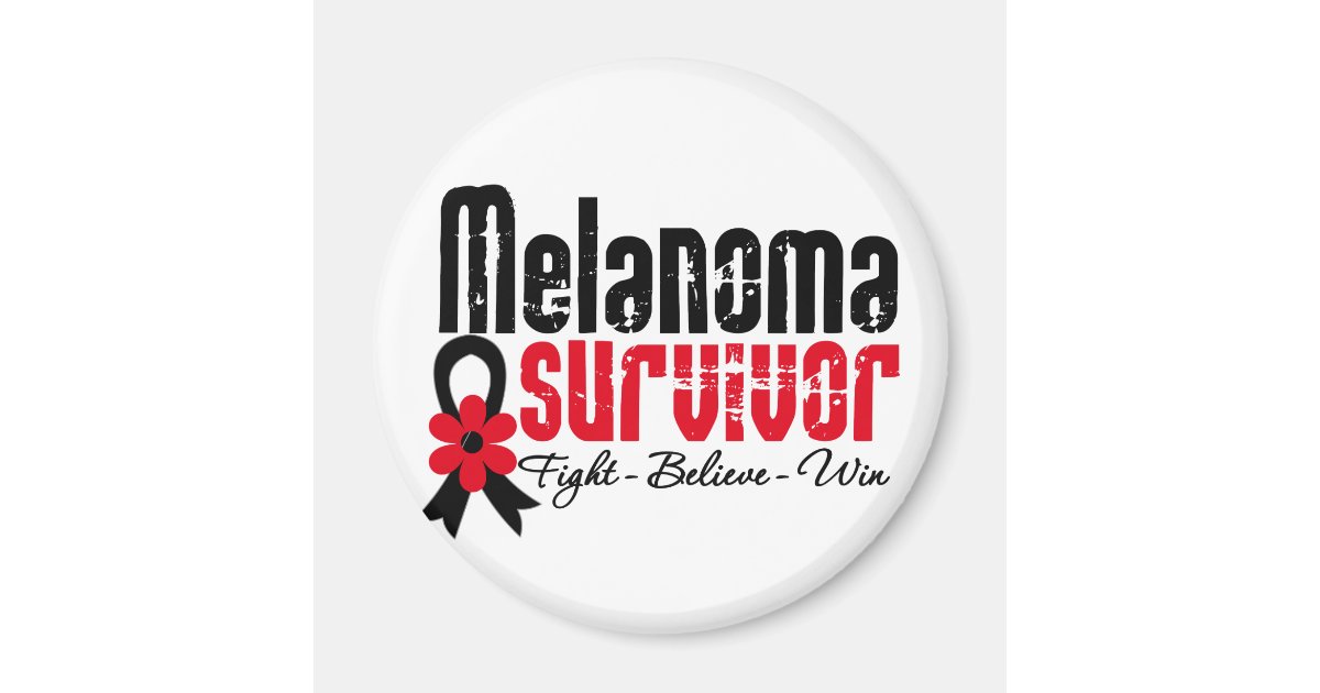 Melanoma Survivor Flower Ribbon Magnet | Zazzle