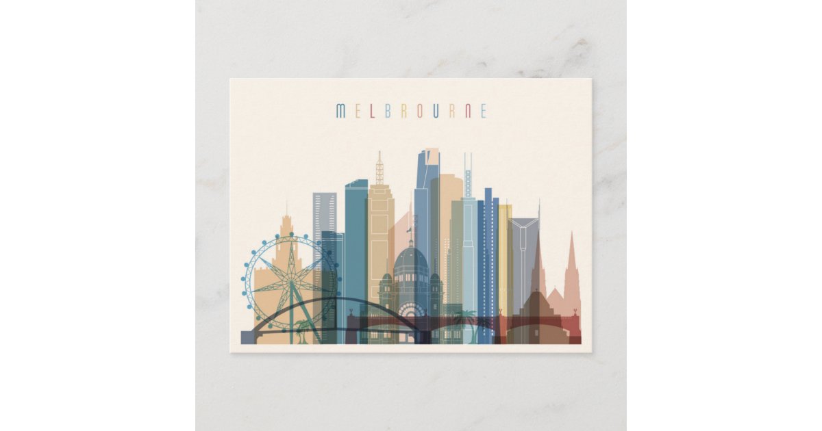 Melbourne, Australia | City Skyline Postcard | Zazzle