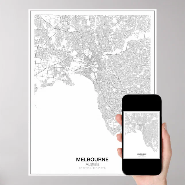 Melbourne, Australia Minimalist Map Poster | Zazzle