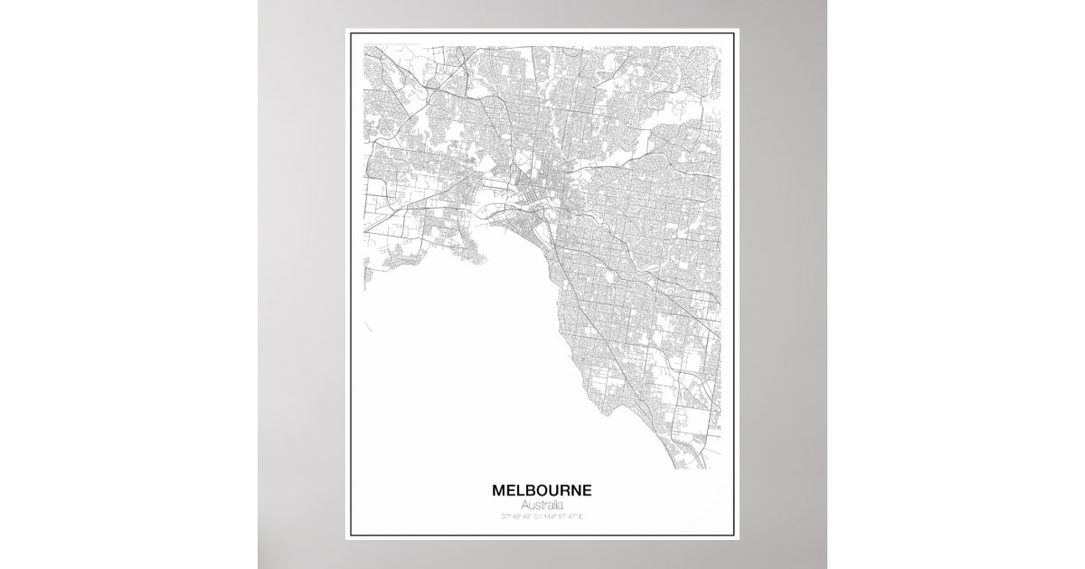 Melbourne, Australia Minimalist Map Poster | Zazzle