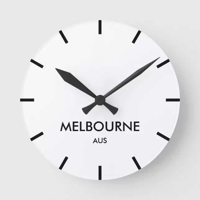 Melbourne Australia minimalist time zone Round Clock | Zazzle