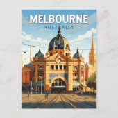 Melbourne Australia Travel Art Vintage Postcard | Zazzle