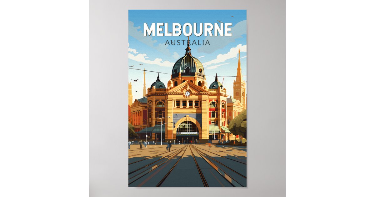 Melbourne Australia Travel Art Vintage Poster | Zazzle