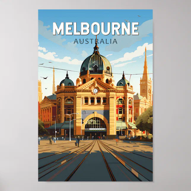 Melbourne Australia Travel Art Vintage Poster | Zazzle