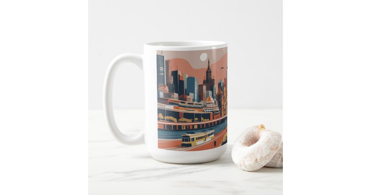 Melbourne vintage poster coffee mug | Zazzle