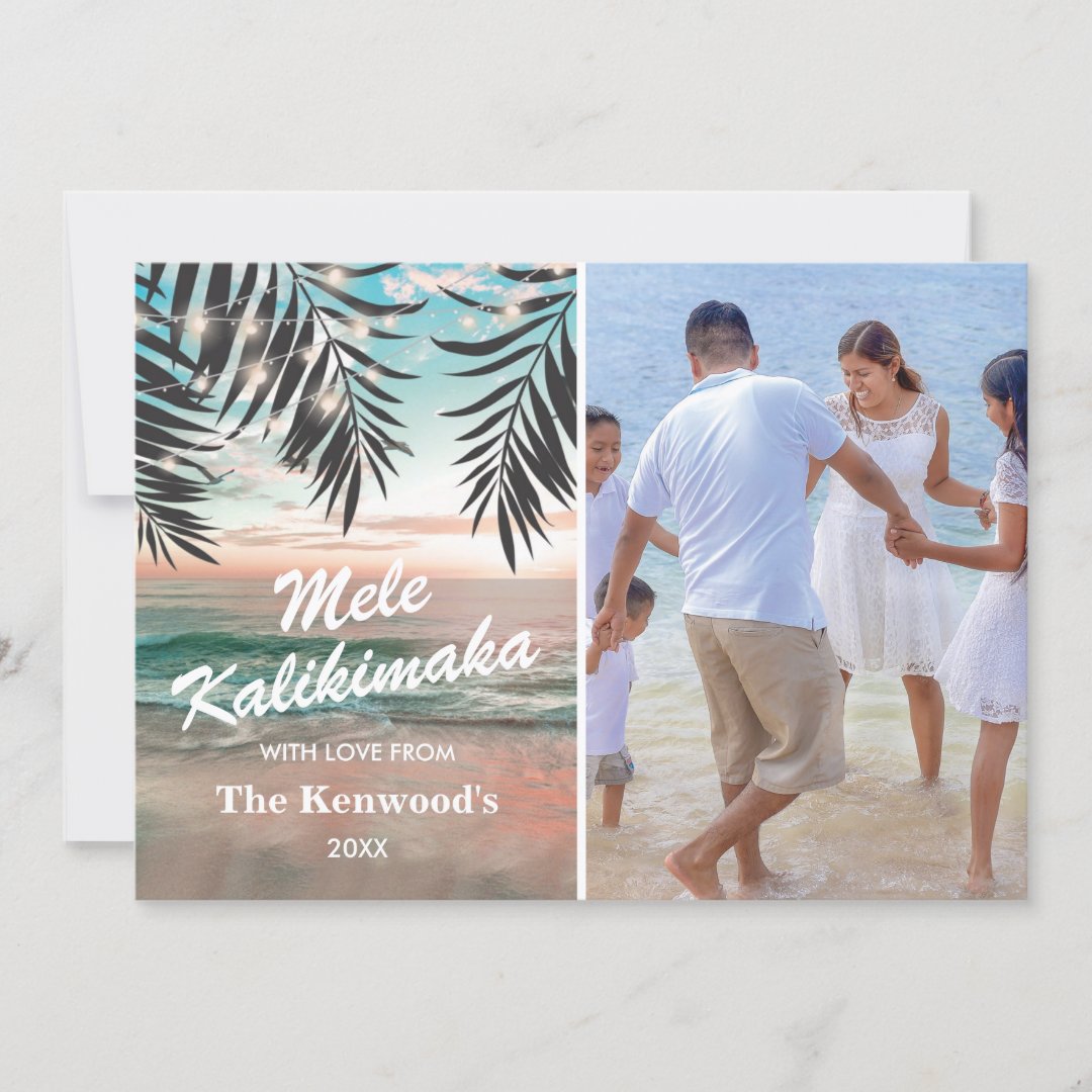 Mele Kalikimaka | Christmas Beach Holiday Card | Zazzle